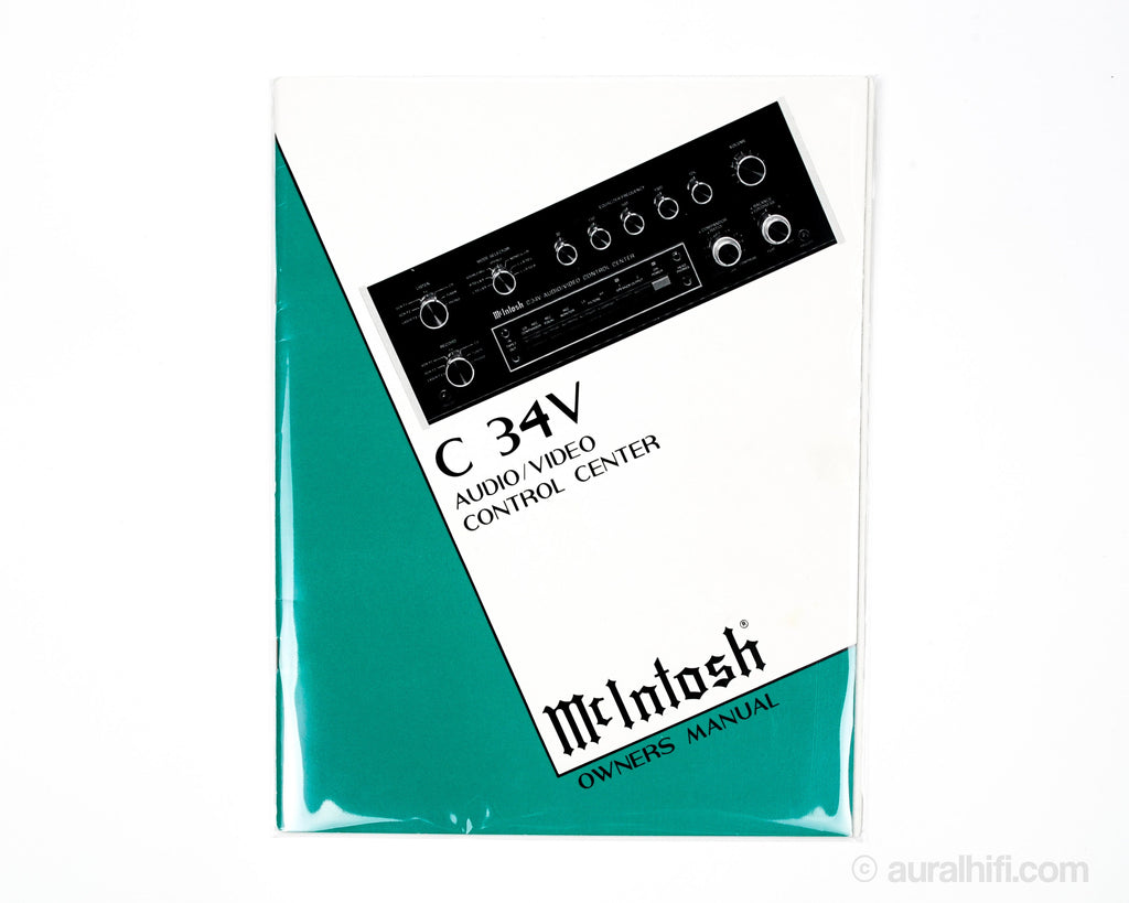 Vintage Mcintosh Owner's Manual // C 34V / Very Good Plus – AURAL HiFi