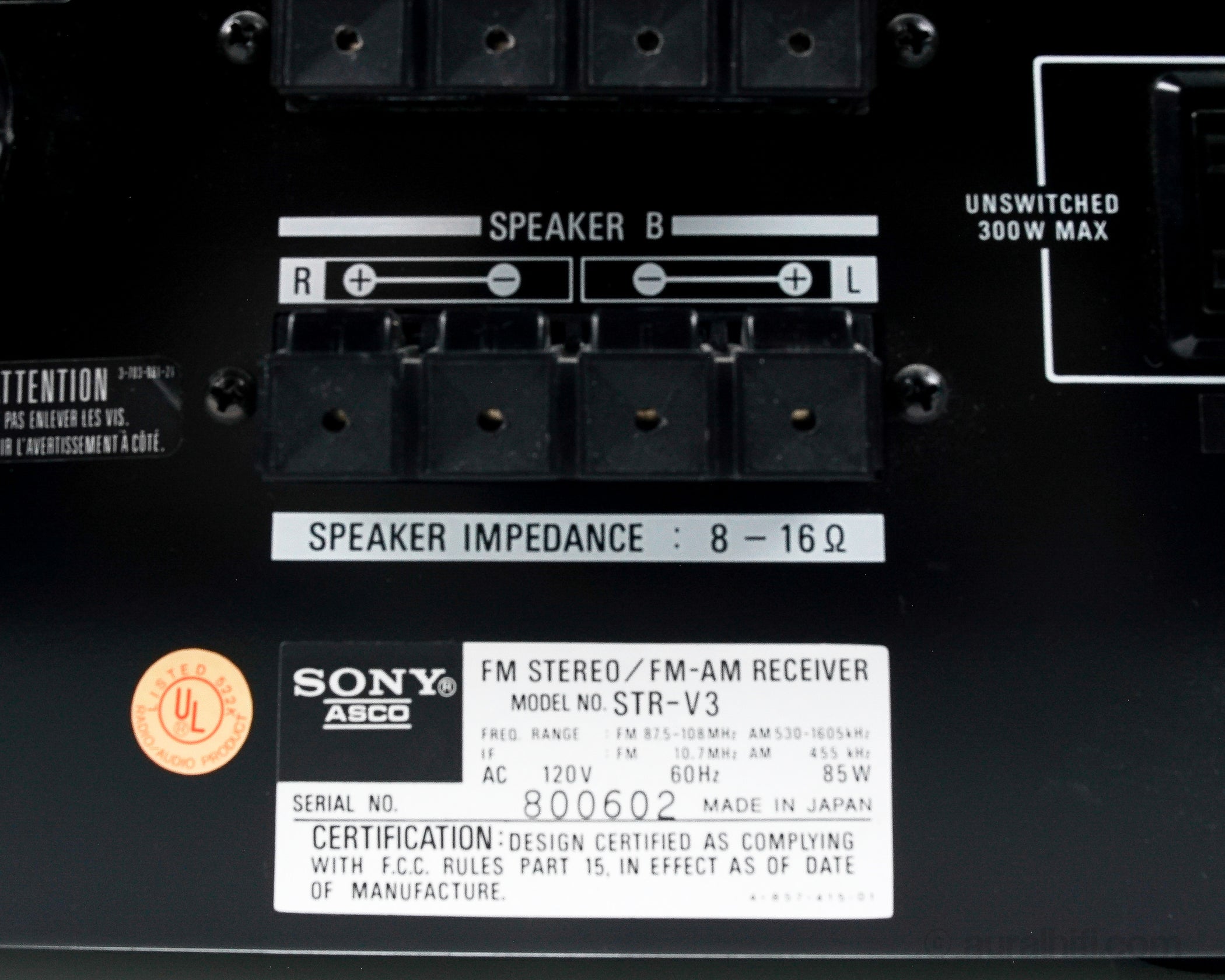 Vintage Sony STR-V3 // Solid-State Receiver – AURAL HiFi